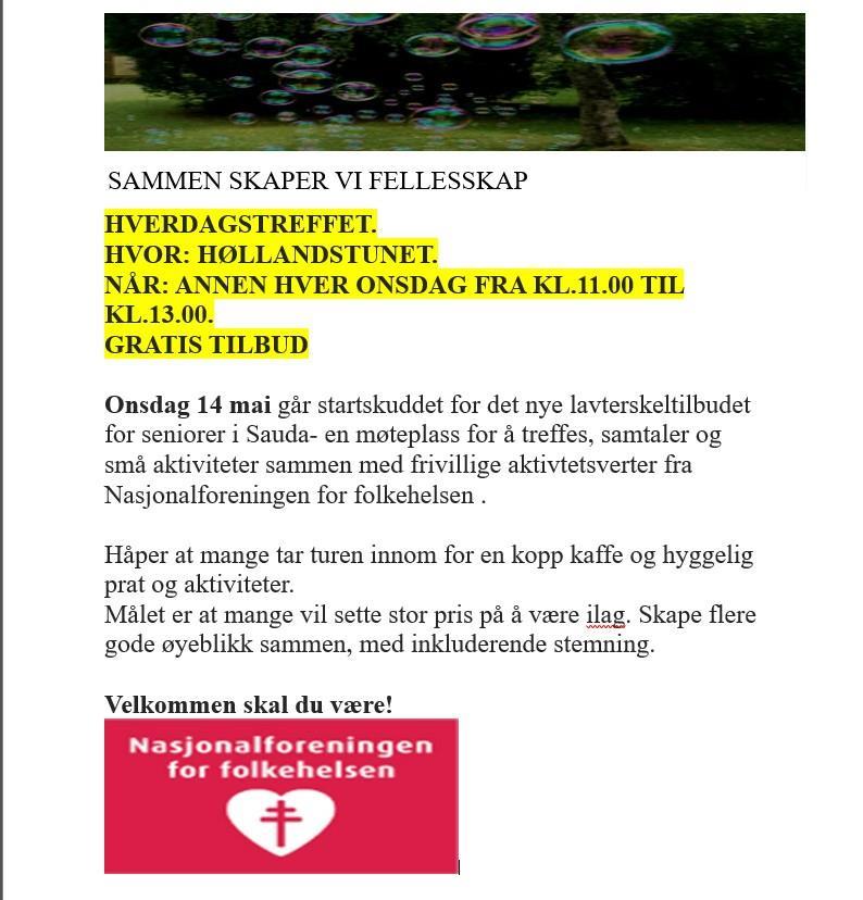 Hverdagstreff på Høllandstunet - Sauda kommune